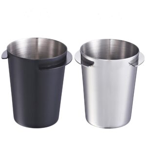 2 pack dosing cup, 50ml 58mm stainless steel hands coffee dosing cup for portafilter espresso coffee machine accessories, milk tea coffee powder feeder powder cup part tool