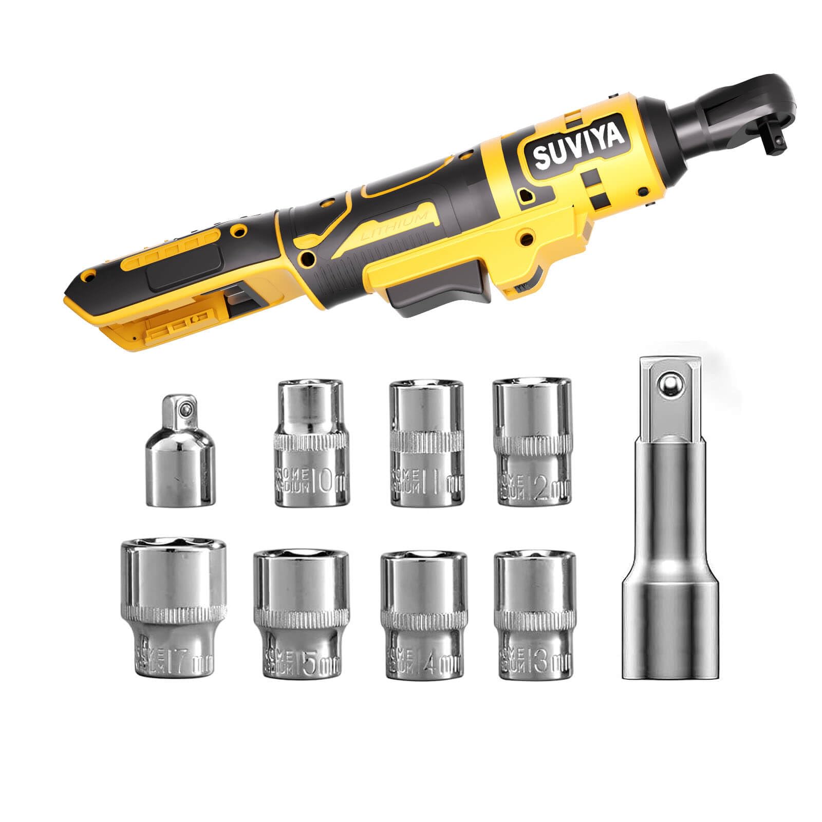 3/8" Cordless Ratchet Wrench Compatible with Dewalt 20V MAX Battery, 45Ft-Lbs Power Ratchet Wrench with 1/4" Adapter, Power Electric Ratchet drive with variable speed (Tool Only)