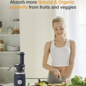 Cold Press Juicer, ZASMIRA Juicer Machines for Vegetable and Fruit with Upgraded Juicing Technology, Powerful Quiet Motor, Compact Size for Space-Saving Juicer, Easy to Clean