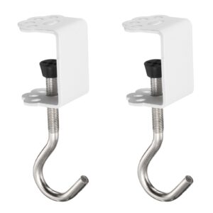 harfington 2pcs desk hook clamp 0.2"-1.4" clamping range cat claw shape bag hook for backpack table purse clothes portable desk mount bag holder hook clamp, white