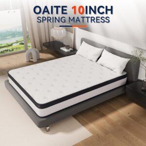 OAITE Queen Mattress-10-Inch Hybrid Mattress with Individual Pocket Springs and Memory Foam, Queen Size Bed in a Box,Breathable and Pressure-Relieving,Mattress Queen(80''*60''*10'')