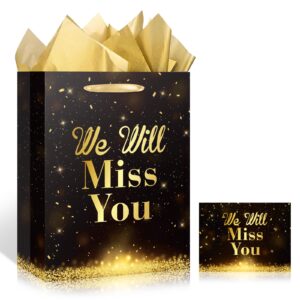 farewell going away party decorations we will miss you gift bags with wrapping paper and greeting card for we will miss you,goodbye,retirement,coworker office leaving party supplies decor gifts