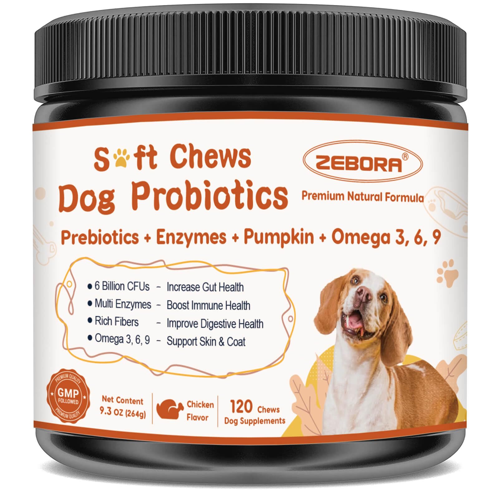 Probiotics for Dogs, Dog Probiotics for Digestive Health, Plus Pumpkin and Fish Oil, for Gut & Itchy, 120 Soft Chews