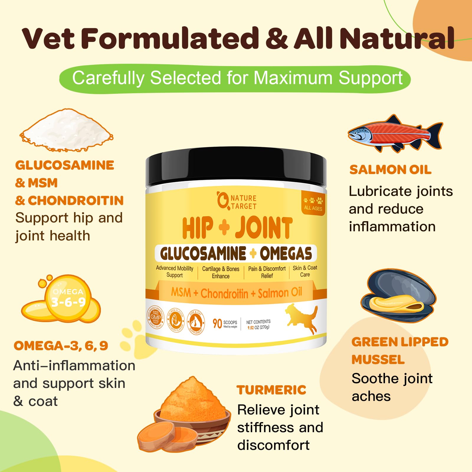 Glucosamine for Dogs Powder, Probiotics for Dogs Soft Chews