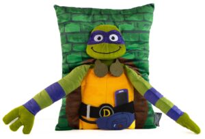 nickelodeon teenage mutant ninja turtles donatello 3d snuggle pillow - super soft green plush pillow - measures 15 inches