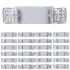 commercial emergency lights 24 pack, led emergency light with battery backup, emergency lights for business home power outage, adjustable 2 led square head emergency lighting, hardwired ac110-277v