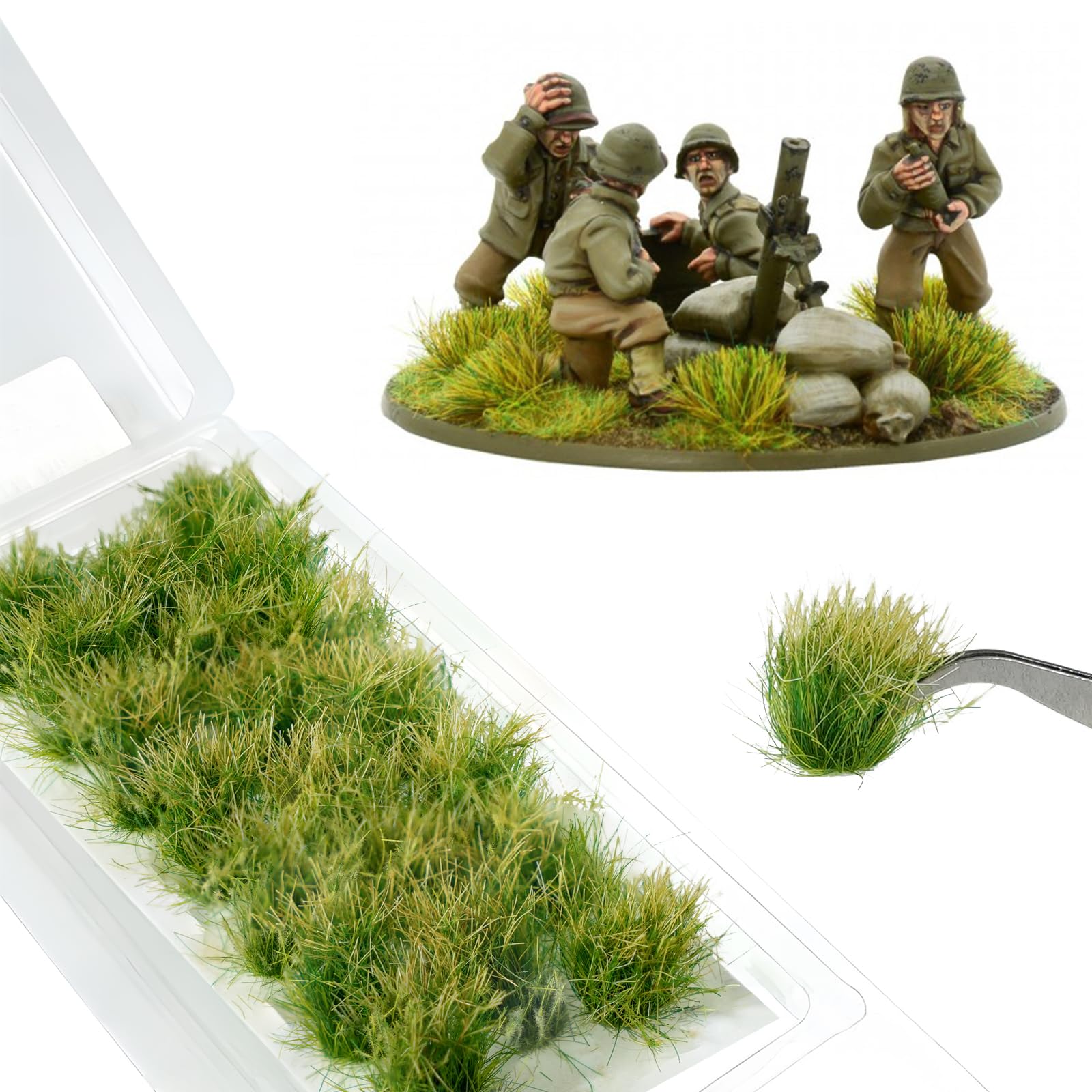 Warmtree 20 Pcs Static Grass Bushy Tufts Lowland Shrubs Model Kit Scenery Model DIY Miniature for Train Landscape Railroad Scenery Sand Military Layout Model War Gaming Terrain(Autumn Green)