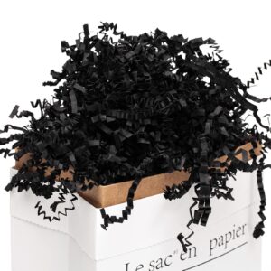 Mefleet 2 LB Crinkle Cut Paper Shred Filler Black Crinkle Paper Shredded Paper for Gift Box - Gift Basket Filler - Gift Box Stuffing for Christmas, Halloween Packaging Wrapping