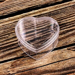 2Pcs Transparent Plastic Heart Shaped Acrylic Box with Lid Mini Storage Candy Boxes Cube Organizer Containers for Tiny Jewelry Party Favors Supplies