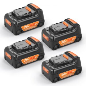 sunmily upgraded 4pack 6.0ah replacement for dewalt 20v max battery compatible with dewalt 20v battery dcb200 dcb201 dcb204 dcb206 dcd/dcf/dcg/dcs series cordless power tools