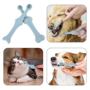 POPETPOP Silicone Soft Cat Dog Toothbrush, 2pcs Silicone Small Cat Dog Tooth Brushing Kit with Finger Toothbrush for Cat Small Breed