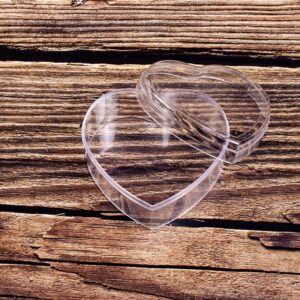 2Pcs Transparent Plastic Heart Shaped Acrylic Box with Lid Mini Storage Candy Boxes Cube Organizer Containers for Tiny Jewelry Party Favors Supplies