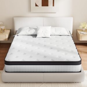 oaite queen mattress-10-inch hybrid mattress with individual pocket springs and memory foam, queen size bed in a box,breathable and pressure-relieving,mattress queen(80''*60''*10'')