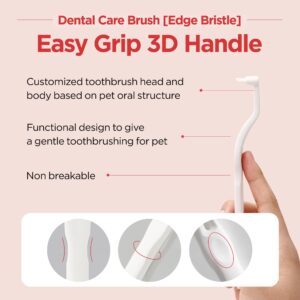 JAYU PET Dental Care Brush (Edge Bristles) 1ea - Micro Round Head Toothbrush for Cats & Small Dogs with End-tuft Diagonal-Shaped Bristles & Easy Grip Handle