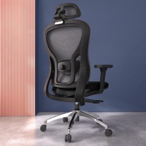 ergonomic office chair, big and tall office chair with tilt function, mesh office chair with 3d lumbar support, 3d bi-axial headrest, 4d adjustable armrests, seat depth adjustable computer chair