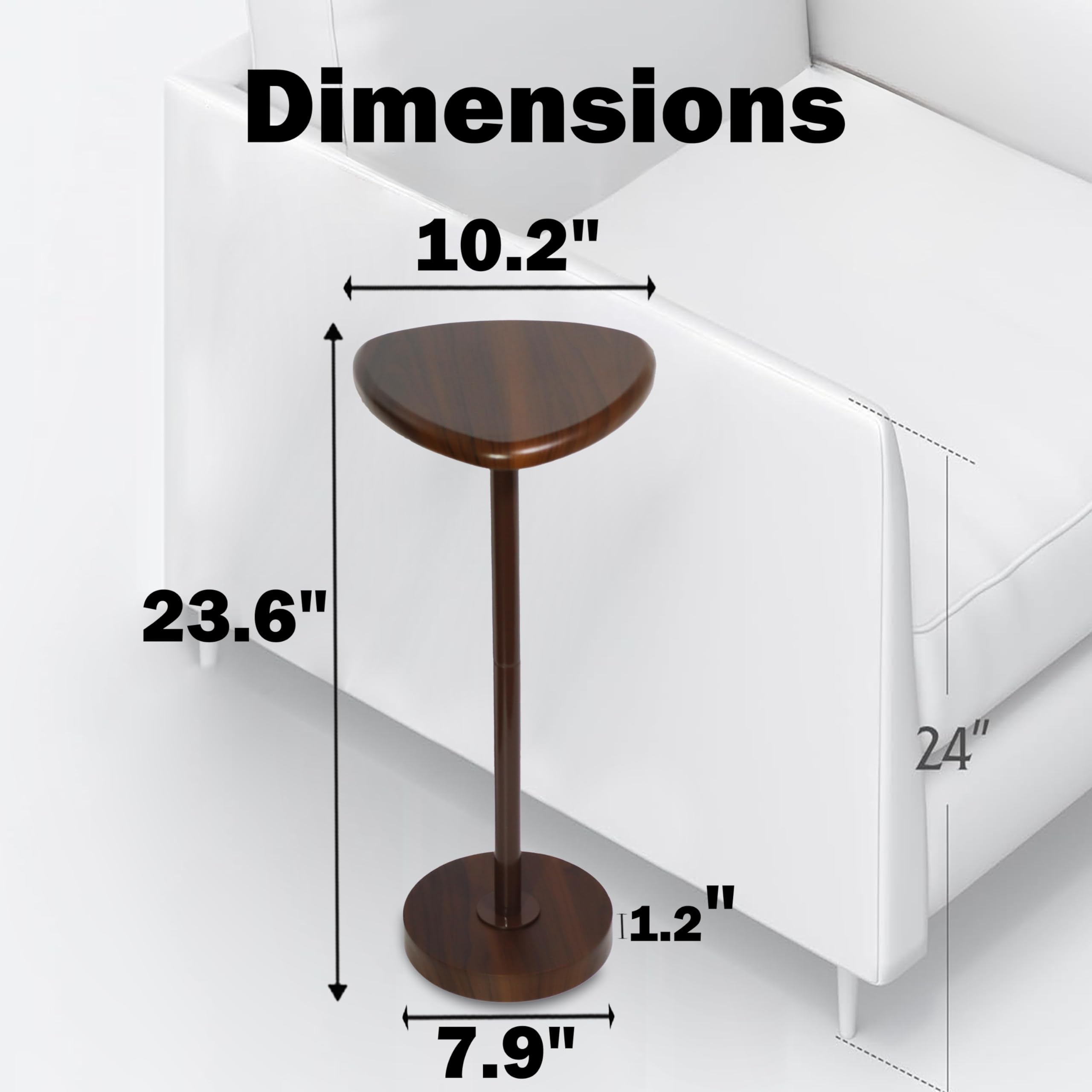 FANTERSI Drink Table for Small Spaces, Pedestal Side Table, Small Side Table for Living Room, Cocktail Table Martini Table with Metal Frame, Brown