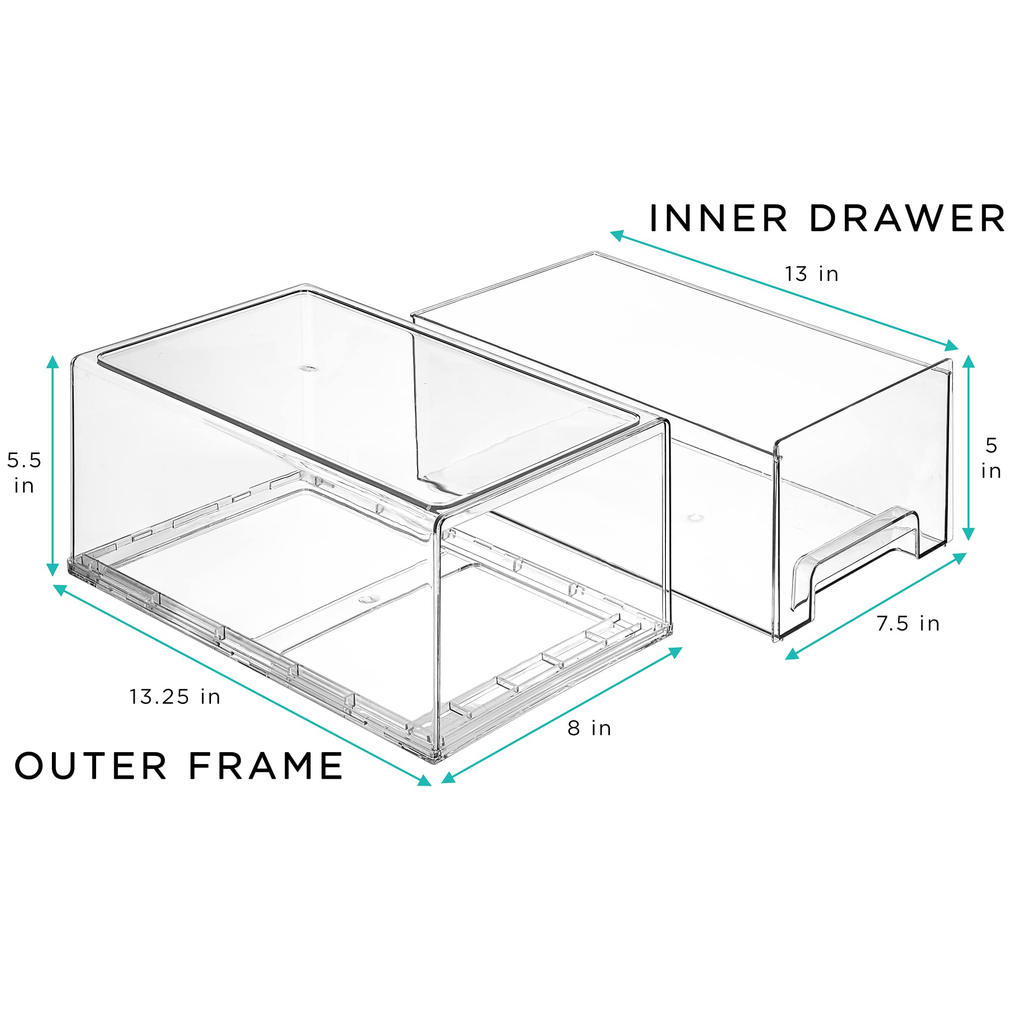 Sorbus Large Clear Stackable Storage Drawers, Plastic Storage Drawers with Handles, Craft Storage Drawers, Clothes, Medicine, Makeup, Closet, Art Supply, Bathroom, Shoe, Toy Storage Organizer (2 Pack)