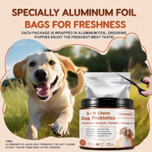 Probiotics for Dogs, Dog Probiotics for Digestive Health, Plus Pumpkin and Fish Oil, for Gut & Itchy, 120 Soft Chews