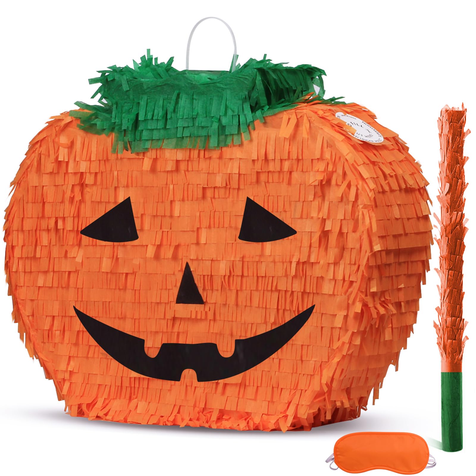 Pumpkin Piñata Funny Piñata with Blindfold and Bat for Halloween Party, Cinco De Mayo, Fiestas Decorations Party Favors