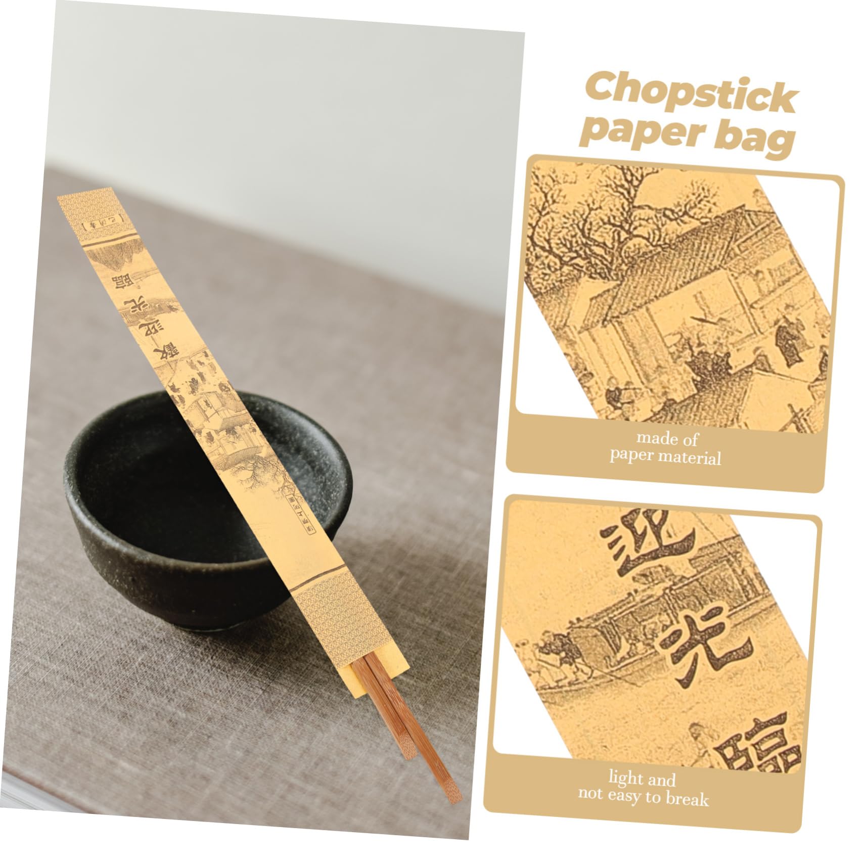 BEBEMOKO 500pcs Silverware Bag Tableware Bags Sushi Chopsticks Sleeve Chopsticks Cover Chopsticks Pocket Chopsticks Takeout Sleeve Chopsticks Holder Chopsticks Packet Cutlery Sleeve Paper