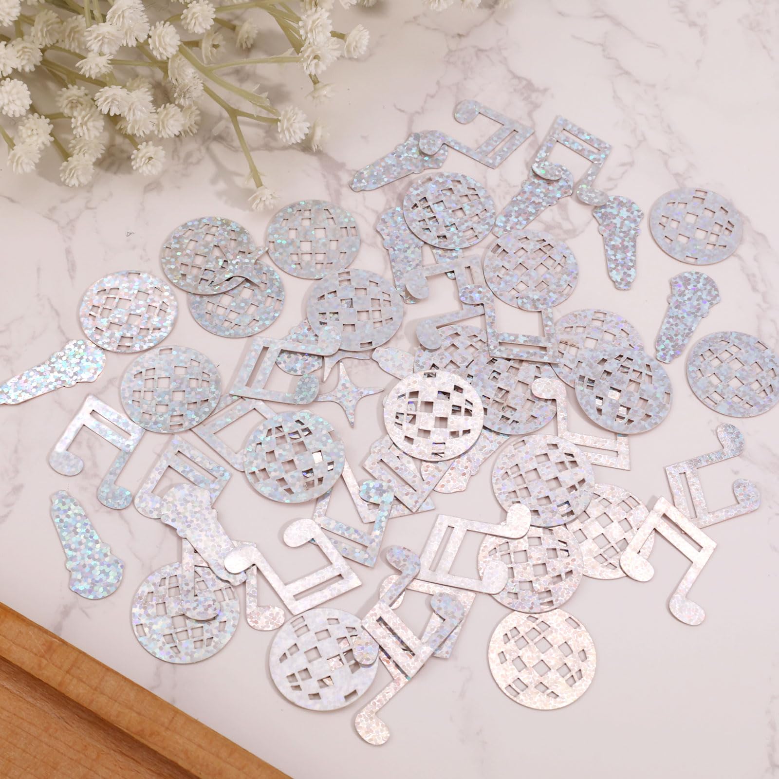 240 Pcs Disco Table Confetti, Glitter Table Confetti Disco Party Decorations Disco Ball Musical Note Microphone Star Confetti for Disco Theme Birthday Party