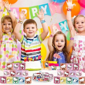 GOTOFUN Kitty Party Supplies, Kitty Slap Bracelets, 86PCS Party Favors Contains 36 Slap Bracelets and 50 Stickers, Great Birthday Gift for Boys Girls, Kawaii Goodie Bag Stuffers