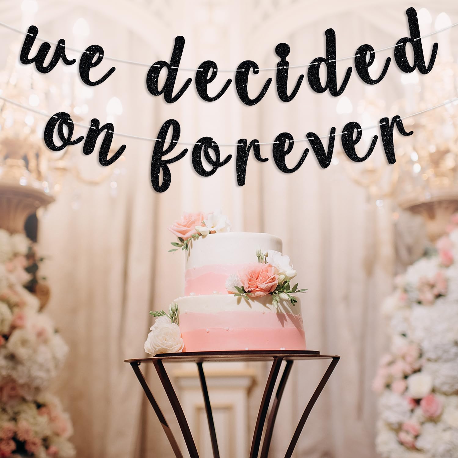 We Decided on Forever Banner, Sweet Engagement Bridal Shower Party Decorations, Future Mr&Mrs/Just Engaged, Newly Engaged Couple Engagement Wedding Party Decoration Supplies