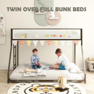 Bunk Bed Twin Over Full - LifeSky Metal Bunkbed Frame for Small Space Children's Bedroom Guest Room - Low Profile for Kids 6+