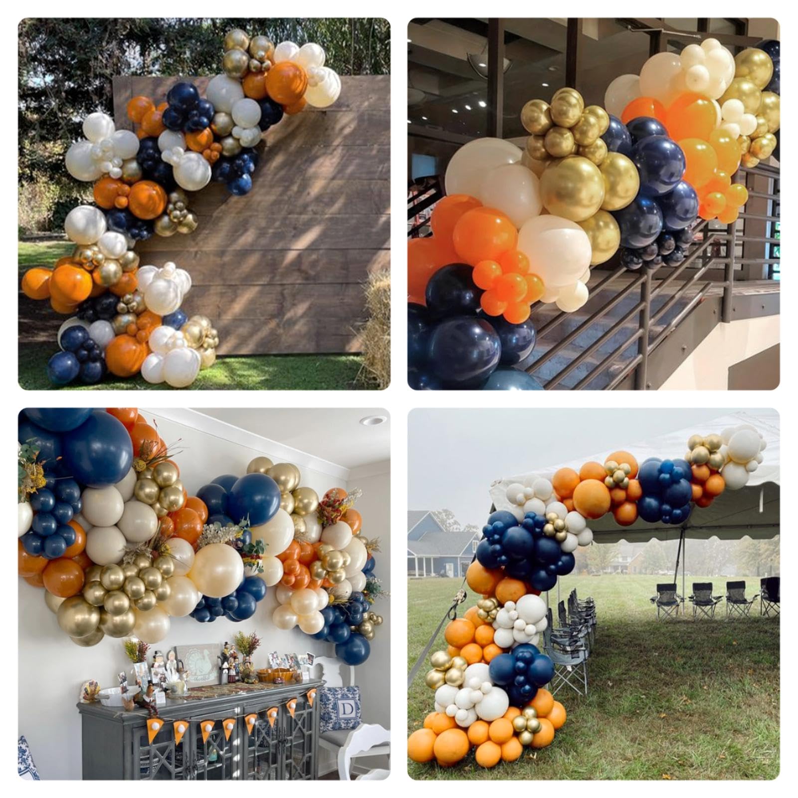 147pcs Fall Balloon Arch Kit Thanksgiving Balloon Arch with Navy Blue Burnt Orange Balloons for Thanksgiving Baby Shower Wedding Fall Graduation Birthday Party Decorations