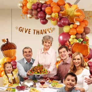 141pcs Thanksgiving Balloon Arch Fall Balloon Arch Kit with Burgundy Burnt Orange Balloons Different Sizes for Harvest Baby Shower Friendsgiving Fall Birthday Party Turkey Decorations