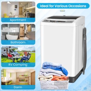 Nictemaw 2.4 Cu.Ft Portable Washing Machine, 17.8lbs Portable Washer Dryer Combo with Drain Pump, Full Automatic Portable Washer with 10 Programs 8 Water Levels LED Display for Apartments, RV, Dorms