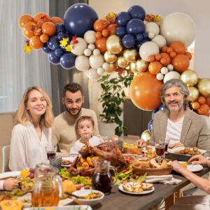 147pcs Fall Balloon Arch Kit Thanksgiving Balloon Arch with Navy Blue Burnt Orange Balloons for Thanksgiving Baby Shower Wedding Fall Graduation Birthday Party Decorations