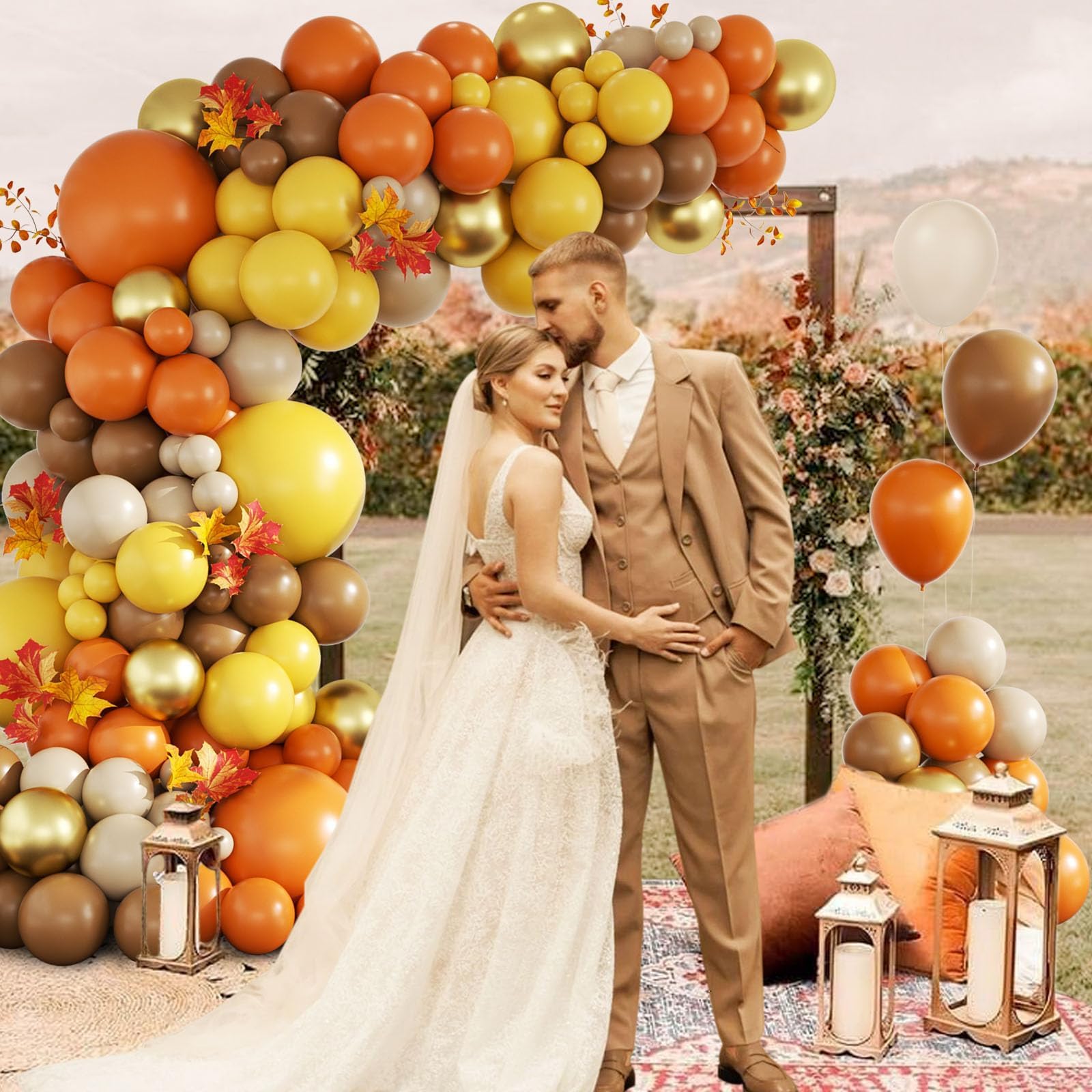 157pcs Thanksgiving Balloon Arch Fall Balloon Arch Kit with Mustard Yellow Burnt Orange Balloons Different Sizes for Harvest Baby Shower Friendsgiving Fall Birthday Party Turkey Decorations