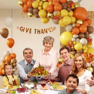 157pcs Thanksgiving Balloon Arch Fall Balloon Arch Kit with Mustard Yellow Burnt Orange Balloons Different Sizes for Harvest Baby Shower Friendsgiving Fall Birthday Party Turkey Decorations