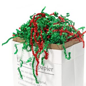 Mefleet 1 LB Crinkle Cut Paper Shred Filler Green & Red Crinkle Paper Shredded Paper for Gift Box - Gift Basket Filler - Gift Box Stuffing for Christmas Xmas Holiday Packaging Wrapping