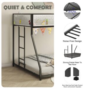 Bunk Bed Twin Over Full - LifeSky Metal Bunkbed Frame for Small Space Children's Bedroom Guest Room - Low Profile for Kids 6+