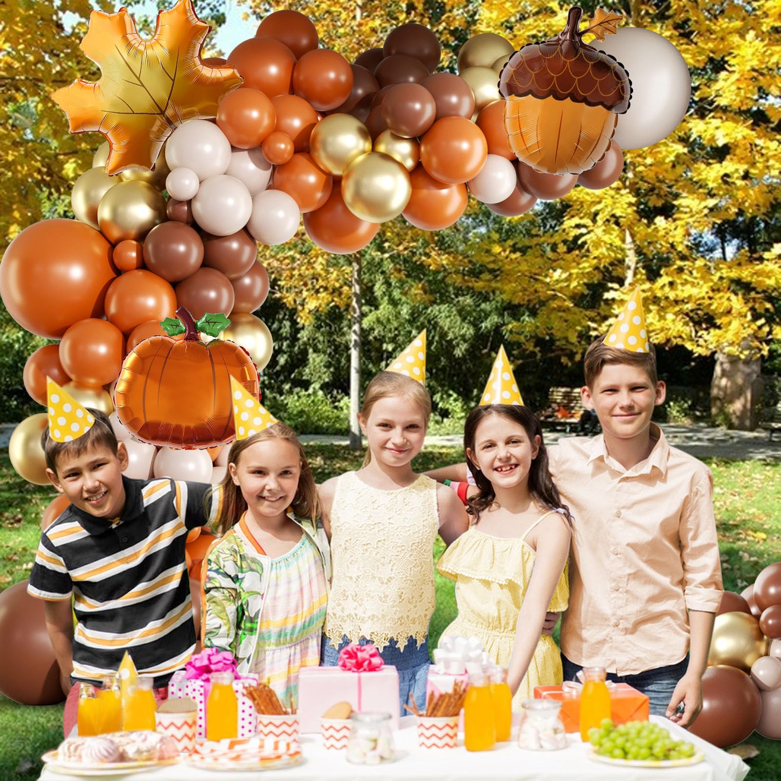 150pcs Fall Balloon Arch Kit Thanksgiving Balloon Arch Little Pumkin Balloon Garland with Brown Burnt Orange Balloons Different Sizes for Birthday Little Pumpkin Wedding Fall Baby Shower Decorations