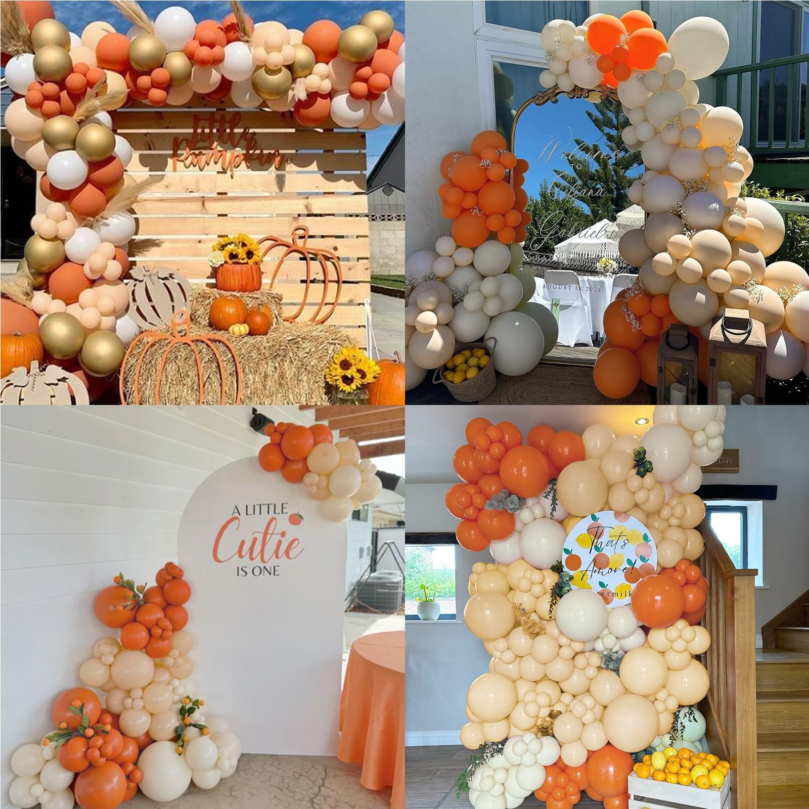 149pcs Fall Balloon Arch Kit Thanksgiving Balloon Arch Little Pumkin Balloon Garland with Brown Burnt Orange Balloons Different Sizes for Birthday Little Pumpkin Wedding Fall Baby Shower Decorations