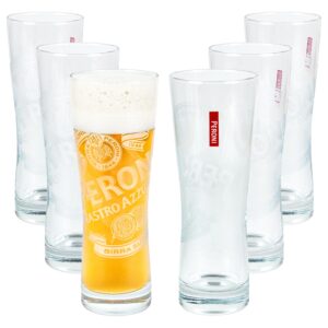 peroni beer glasses | premium italian drinking glasses | dishwasher safe | perfect for serving italian lagers, craft beers and pilsners | 6.76 oz (0.2 liters) capacity - set of 6