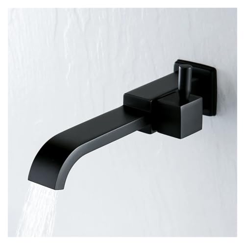 Wall Mounted Basin Faucet Brass Single Handle Tap Hotal Bathroom Accessories Single Cold Water Bath Black Silver Sink Faucets(Type 1 Black)