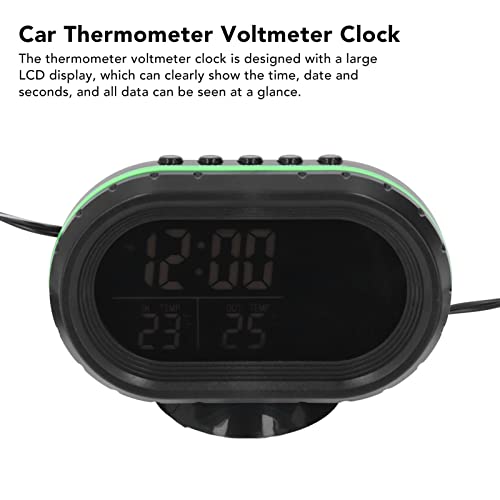 Thermometer Voltmeter Clock, LCD Color Display Multi Functional Digital Car with Luminous Light 12‑24V Angle Multifunctional Truck Orange Blue (Orange with Green)