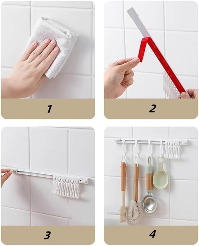 Aasipsuo Multifunctional Slide Rail Hook, Key Hook Track Wall Mounted, Hanging Pot Rack Hanger, Adhesive Coat Hook Rail, Multi-Purpose Rail Hook for Kitchen Cabinet (30cm/11.81in)