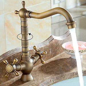 udwtmtprt kitchen sink faucet for bar farmhouse commercial, antique bronze bath sink faucets, dual handles single hole hot cold water mixer crane, kitchen faucet(style b)