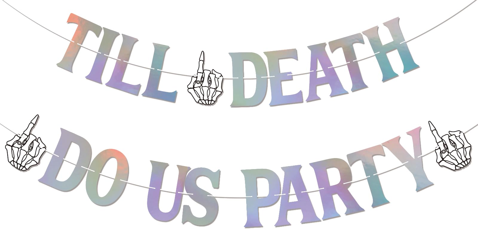 Till Death Do Us Party Banner - Bride or Die Sign, Halloween Wedding Party Decorations, Halloween Theme Bridal Shower Bachelorette Party Fireplace Mantle Decorations Holographic