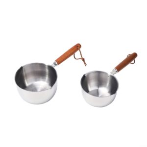 TreasureCave Mini Sauce Pan Cooking Pot Chocolate Melting Pot Stainless Steel Sauce pan with Pour Spout,Stainless Steel Hot Oil Pan Hot Sauce Pot Cooking Butter Melting Pot(500ml)