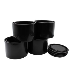 blysk empty plastic pint cans with lids, no rusting, multipurpose storage and organization, for paint, arts and crafts 4 pack (black)