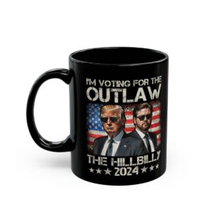 sipsphere vintage i'm voting for the outlaw and the hillbilly 2024 mug (black, 15oz)