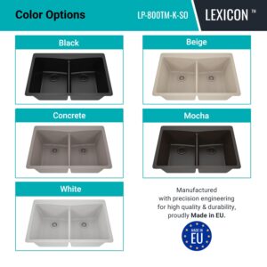 33" x 22" Quartz Kitchen Sink, Double Bowl Kitchen Sinks, Drop in sink, large sinks Quartz Undermount Kitchen Sink, Galaxy Black Kitchen Sink, Double Sink Kitchen, Lexicon Platinum LP-800TM-K-SO