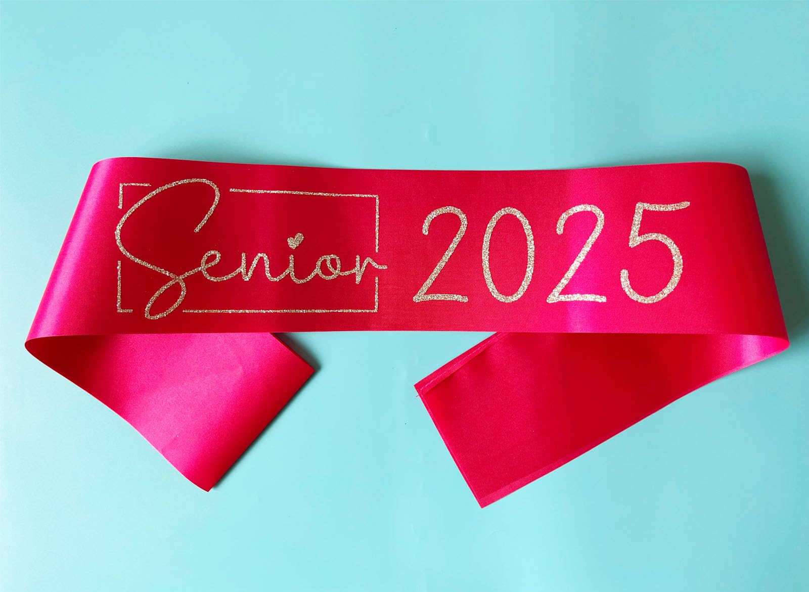 Senior Sash 2025, 8 Pack Silver Glitter Hot Pink Satin Finally Graduated Senior Cheerleader Sashes for Class of 2025 Graduation Party Supplies