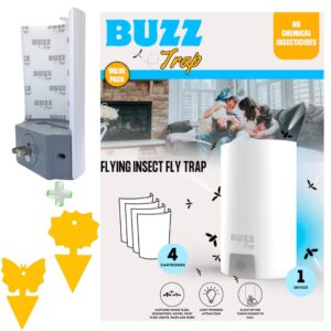 flying insect trap indoor fly trap, fruit fly traps, plug in bug light trap for gnat moth for mosquito, flies fruit flies, moth gnat, fly traps for home 1 device + 4 refills + 2 of yellow garden traps